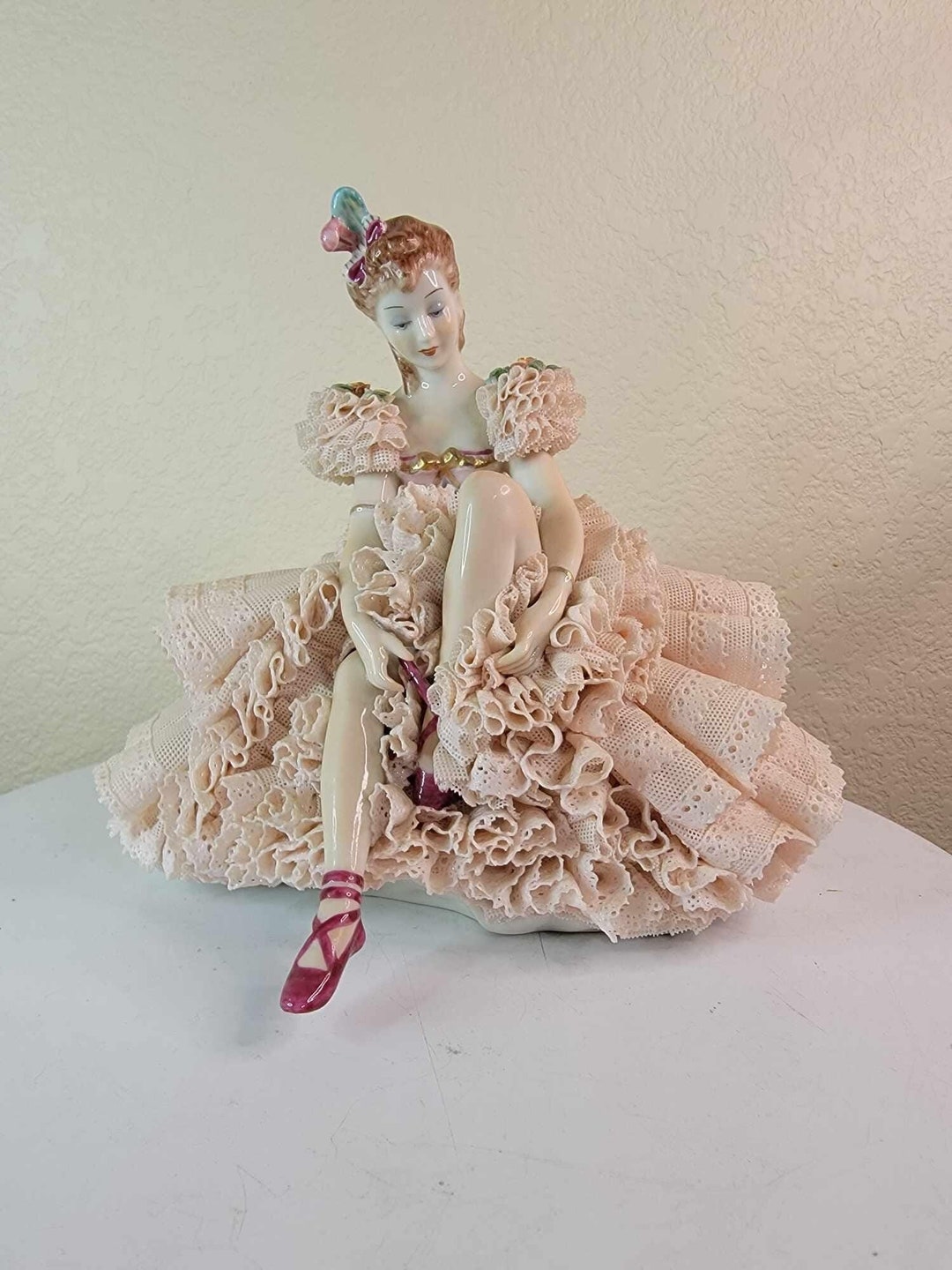 Large Irish Dresden Porcelain Lace Doll Figurine ''prima Ballerina ''MV ...