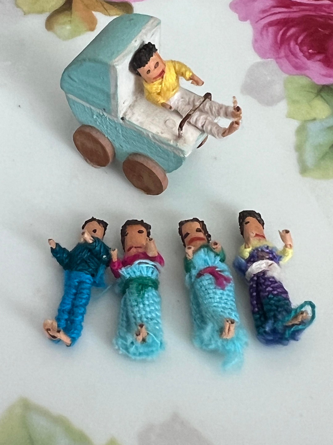 Vintage Miniature Worry Dolls Set of 5 With Baby Doll Carriage - Etsy
