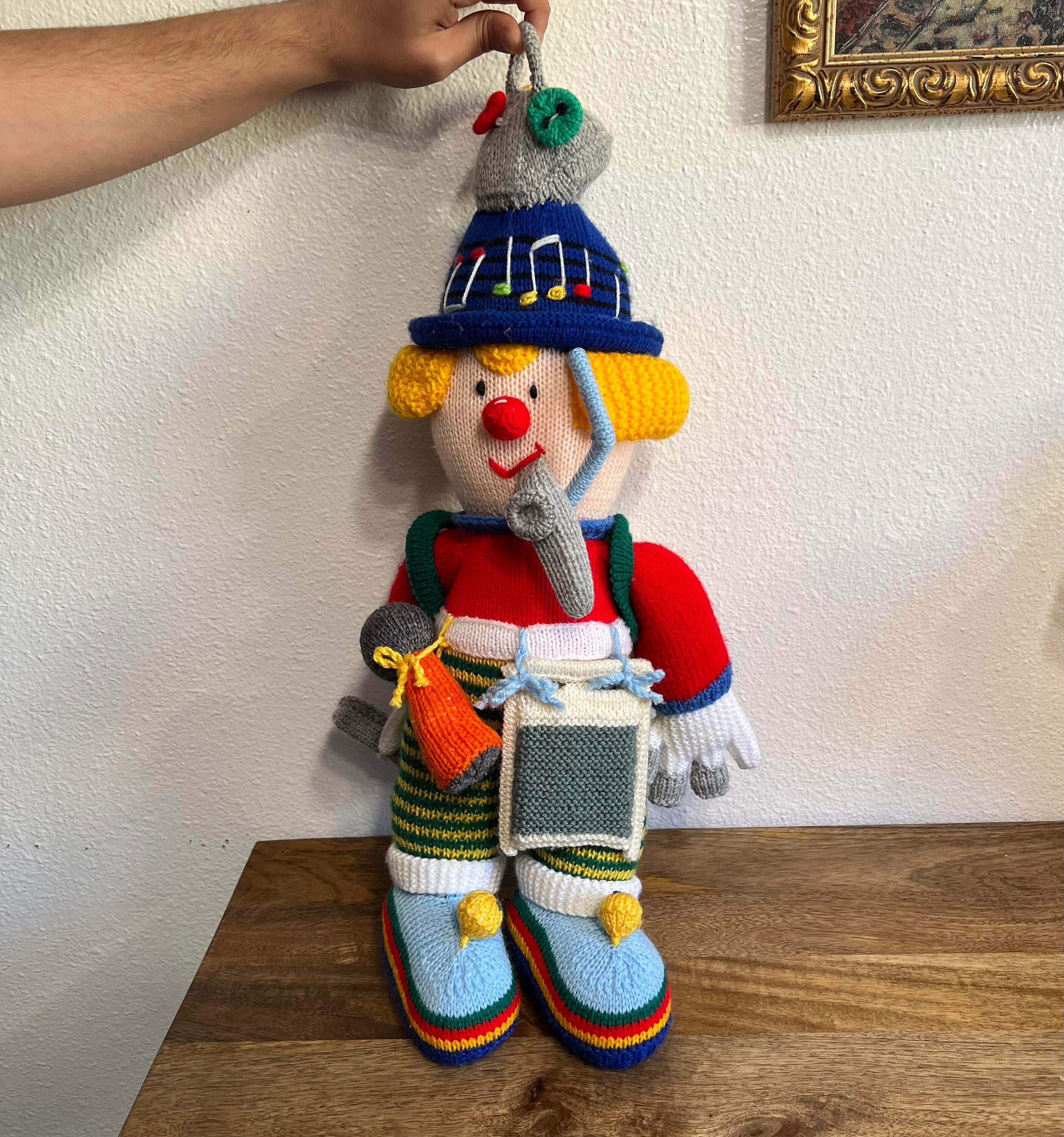 Large Hand Knitted Red Nose Clown T-24 Inch - Etsy