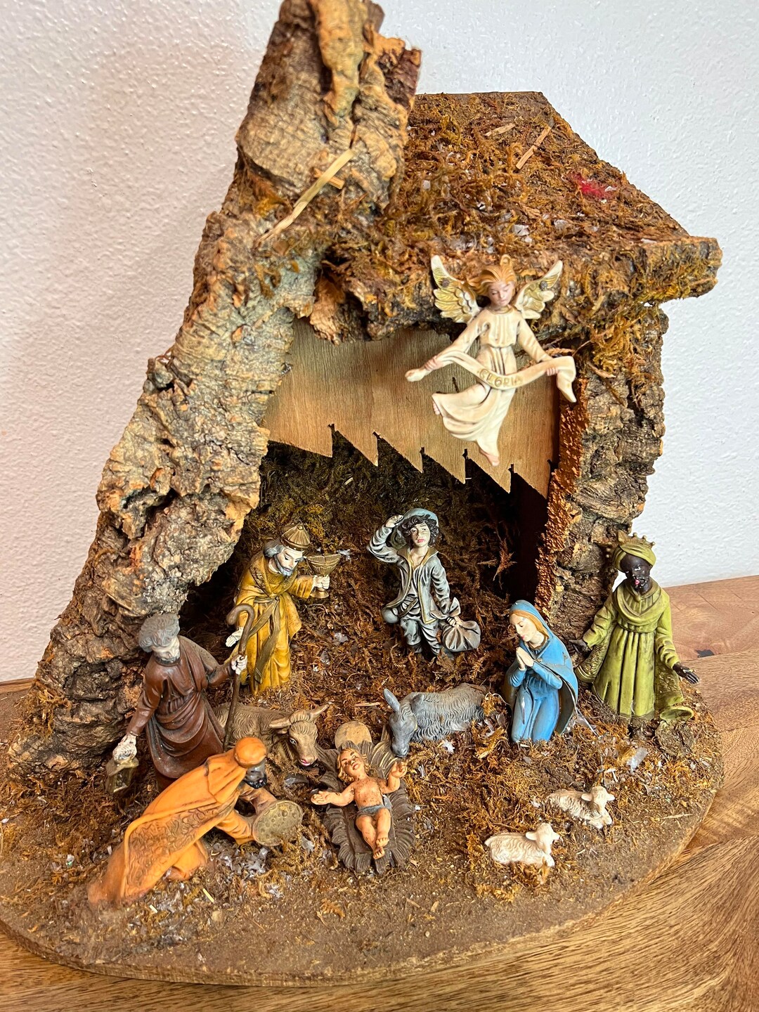 Vintage Italian Nativity Set Manger 12 Figurines Made in Italy W/wood ...