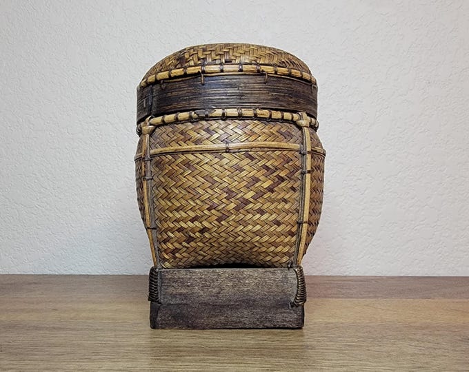 Vintage Thai Thailand 6" Sticky Rice Serving Lunch Basket, Box Storage ...