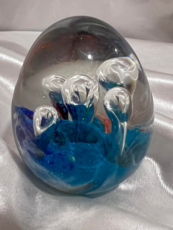 Murano Rainbow Bubble Art Glass Paperweight Etsy Ireland