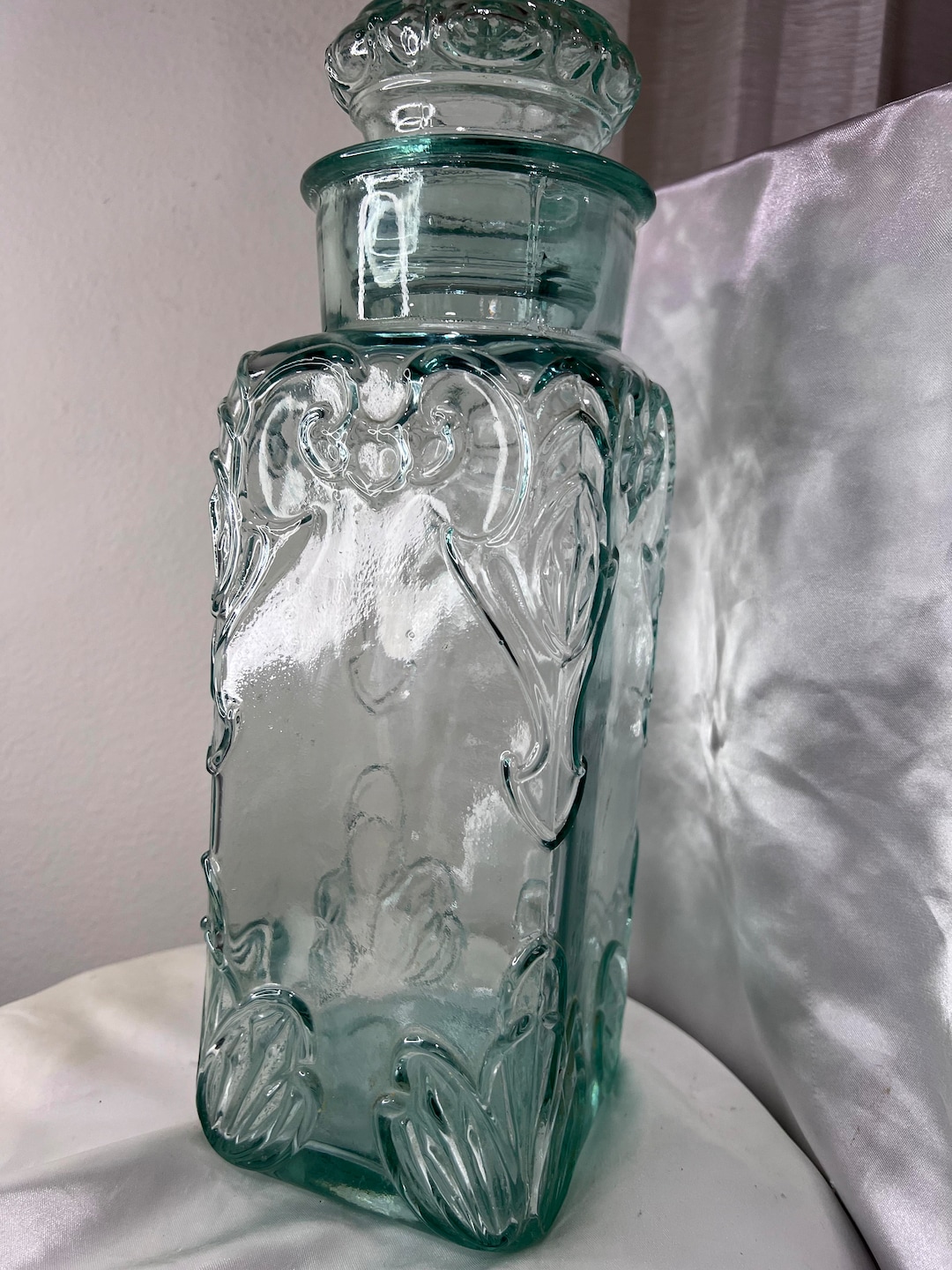 French Vintage Embossed Glass Cookie Jar Vintage Grocery Store Decor - Etsy
