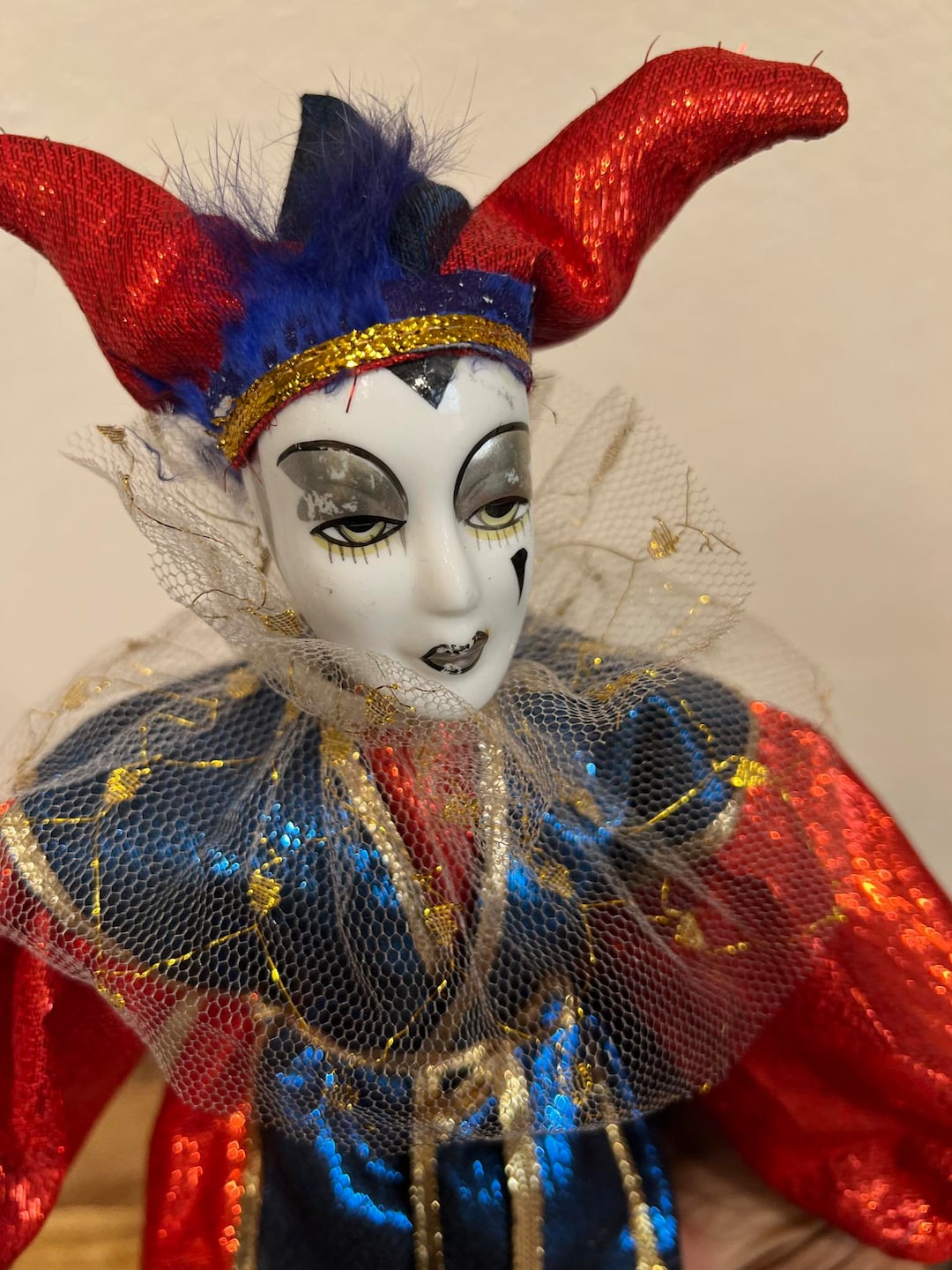 Vintage Large Porcelain Jester Doll 17 Inches 052403 - Etsy