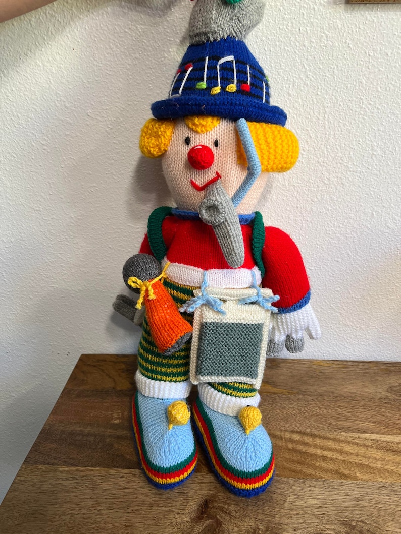 Large Hand Knitted Red Nose Clown T-24 Inch - Etsy