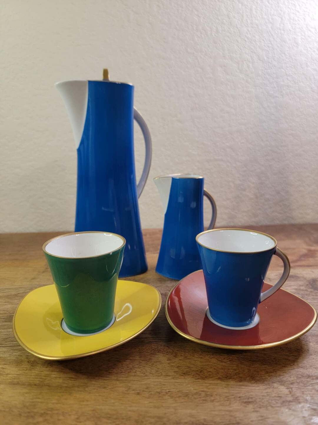 Vintage Weimar Porcelain Coffee Set, Espresso Set for 2, 1950s German ...