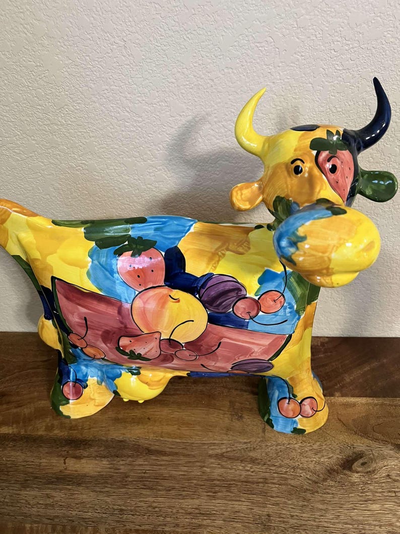 Anatoly Turov Ceramic Cow Sculpture Hand Painted Signed 16'' - Etsy