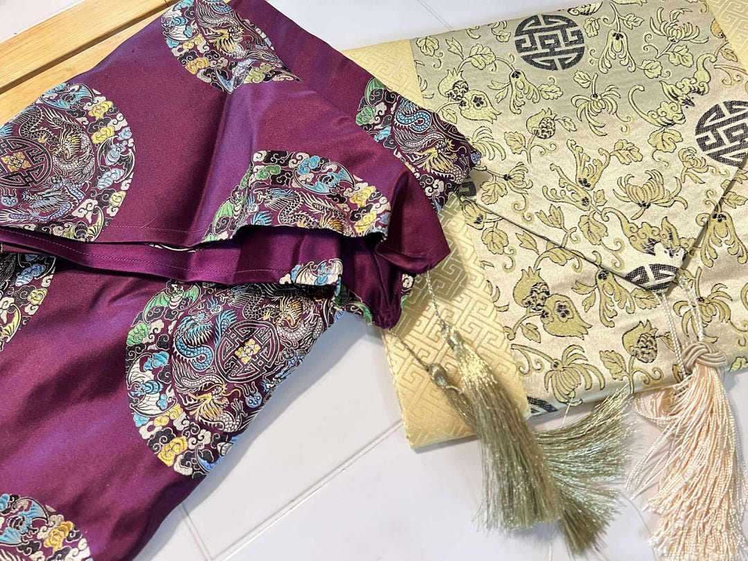 Traditional Silk Brocade Table Runners – Asian Dragon & Lotus Motif ...