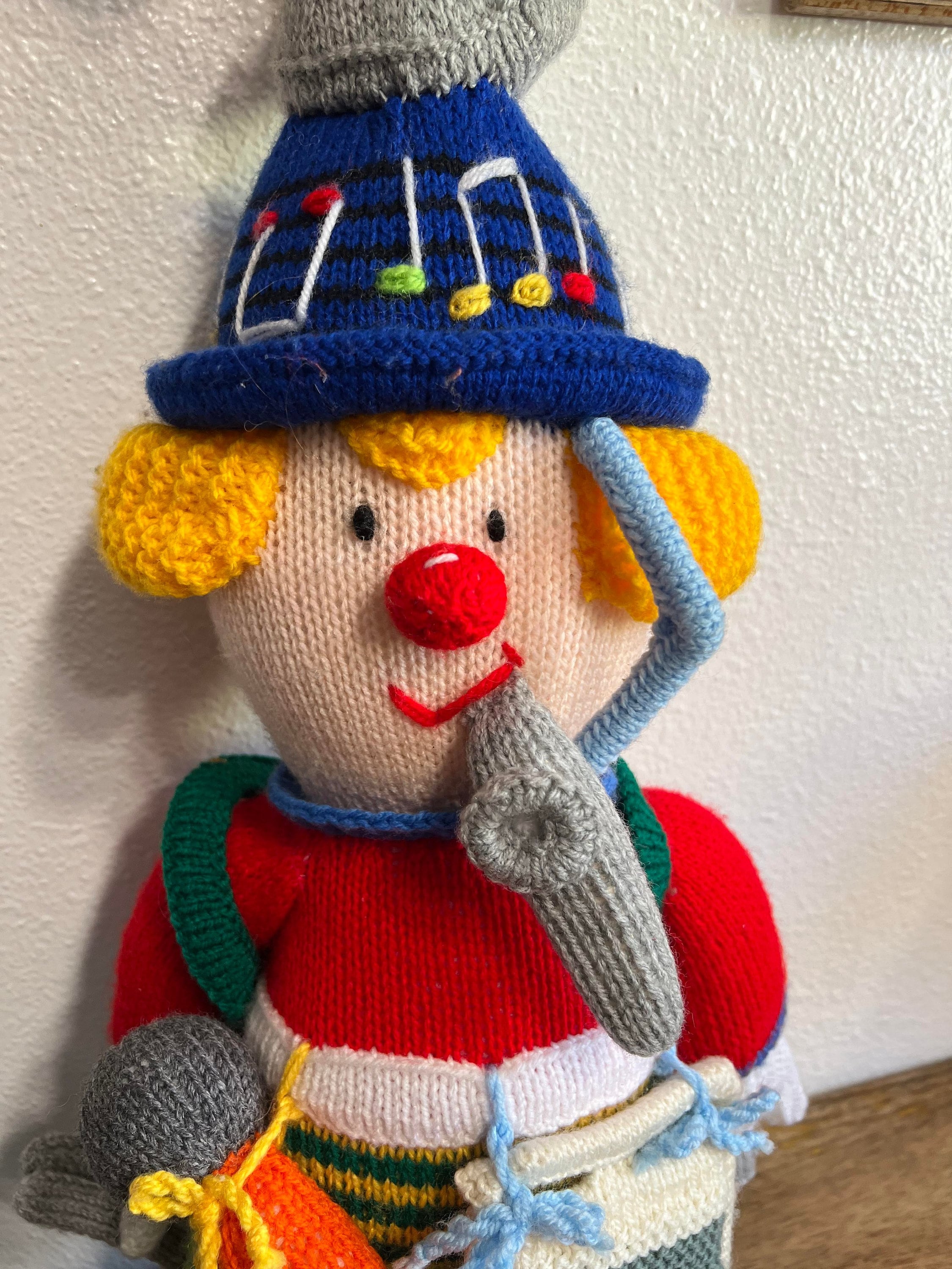 Large Hand Knitted Red Nose Clown T-24 Inch - Etsy