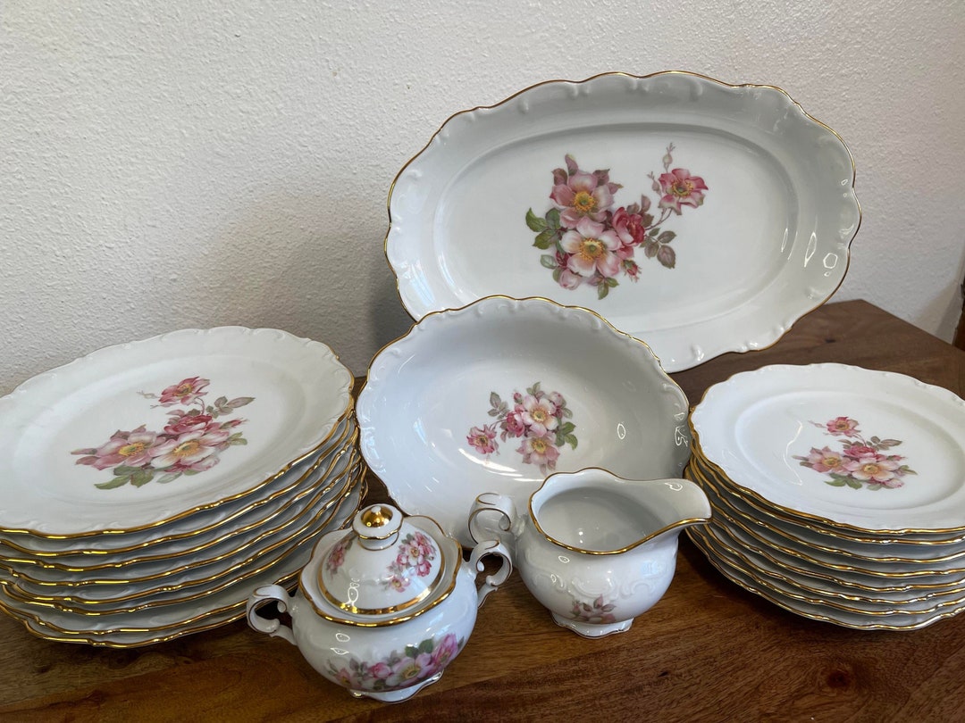 Bavaria Schumann Arzberg Germany Golden Crown E&R Briar Rose Porcelain Serving Set 20 Pc. A105 ...