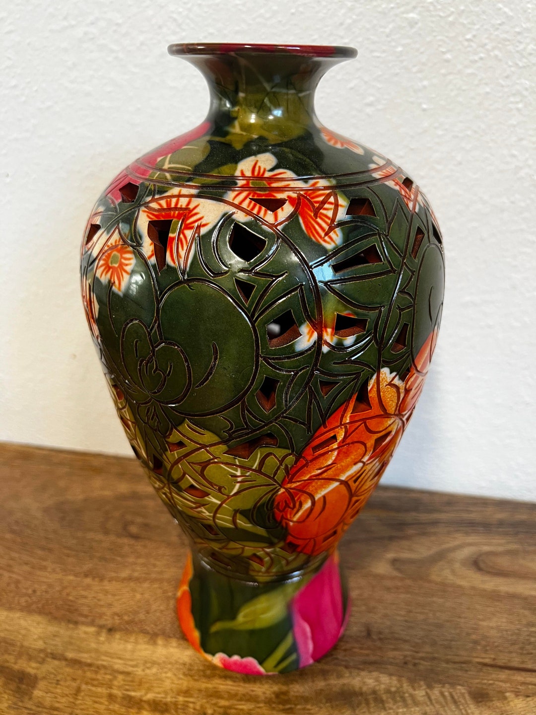 Unique Decorative Ceramic Vase With Delicate Flower Painting and ...