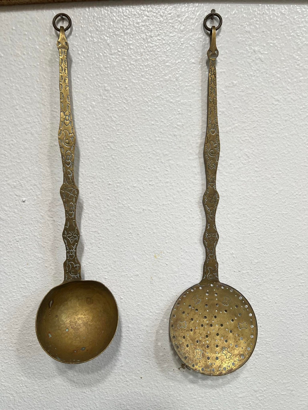 Antique Ladle and Skimmer Brass W/patina Tall-19'' - Etsy