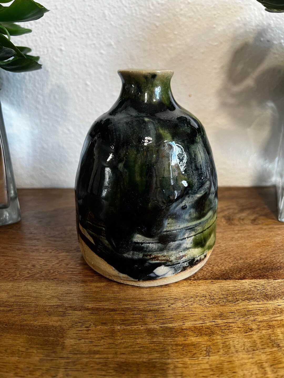 Antique Stoneware Jug,vintage Studio Pottery Splatter Green Blue Drip ...