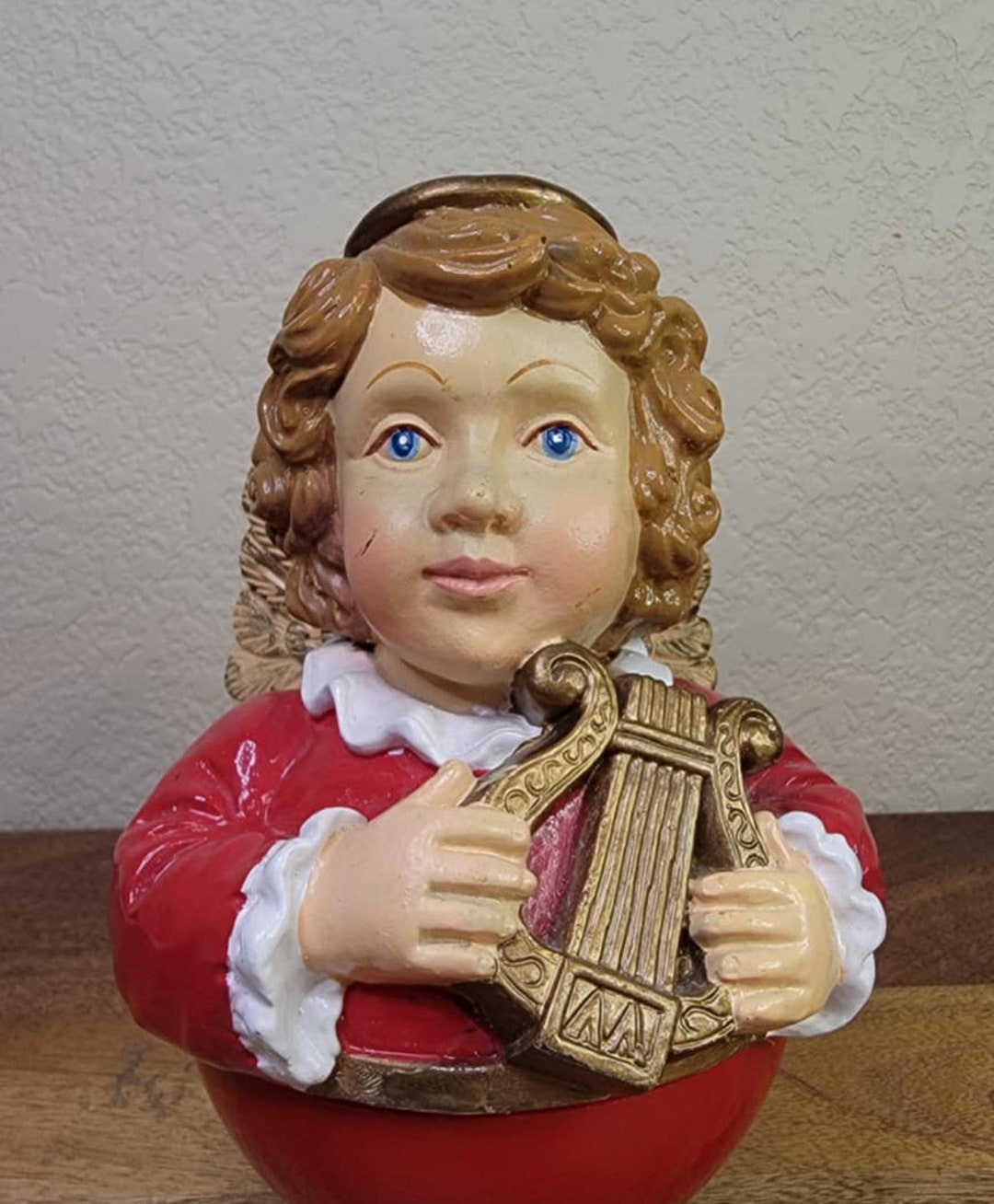 Wind-up Musical Roly Poly Angel With Harp Figurine - Etsy