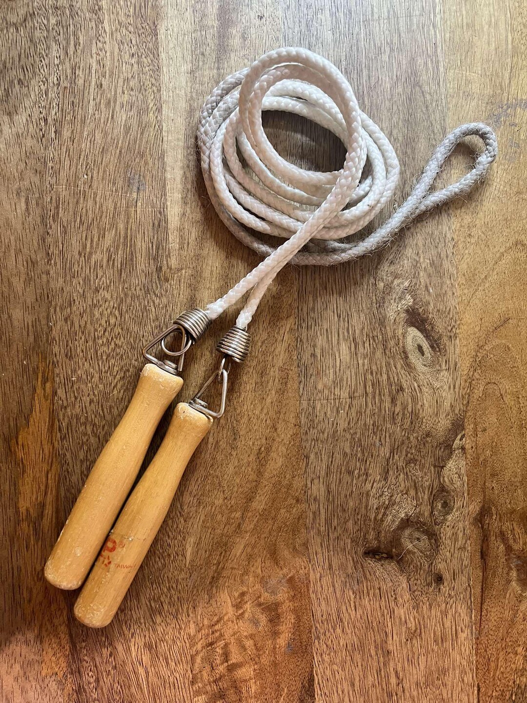 Vintage Jump Rope With Wooden Handles and Cotton Rope, L-112 Inch, Made ...