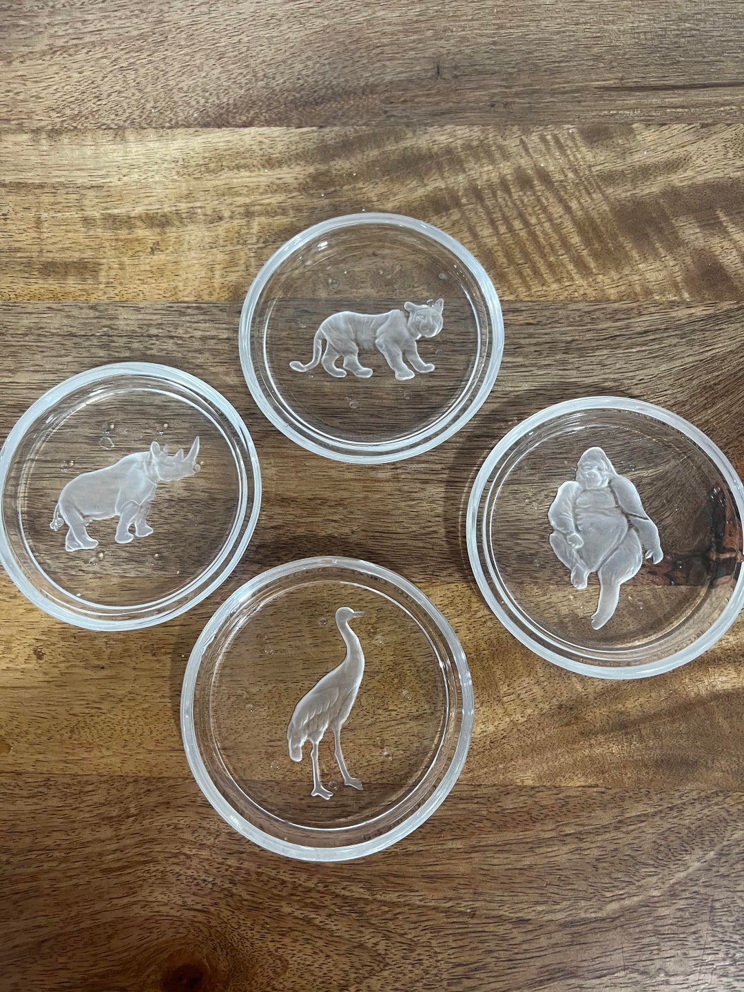 Val St Lambert Animal Intaglio Crystal Coasters Set of 4 A11 0823 - Etsy