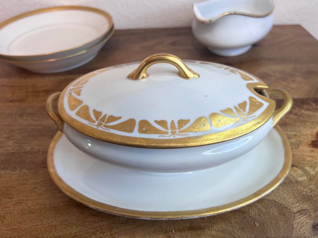 GDA France ( Limoges ) Mini Tureen/boat With Napoleonic Bee Gilt ...