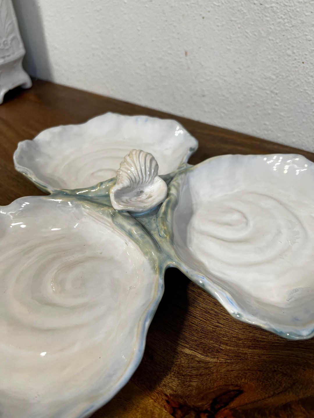Large Vintage TRIPLE Scallop SHELL Shaped Divided Dish - Etsy