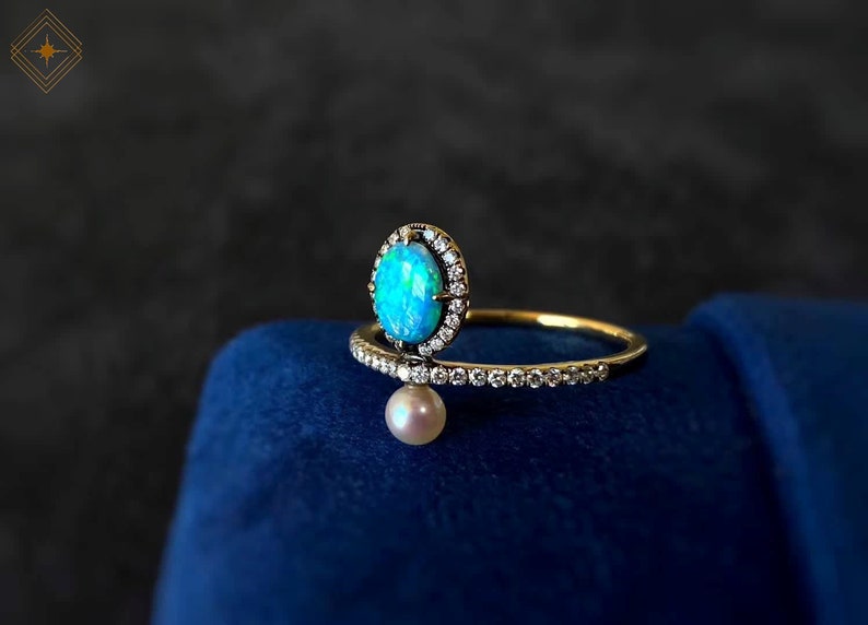 Victorian Multi Stones Australian Opal Diamond Ring Akoya - Etsy