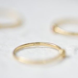 Solitaire Minimalist Small Diamond Gold Ring, 14k 18k Gold Tiny Genuine ...