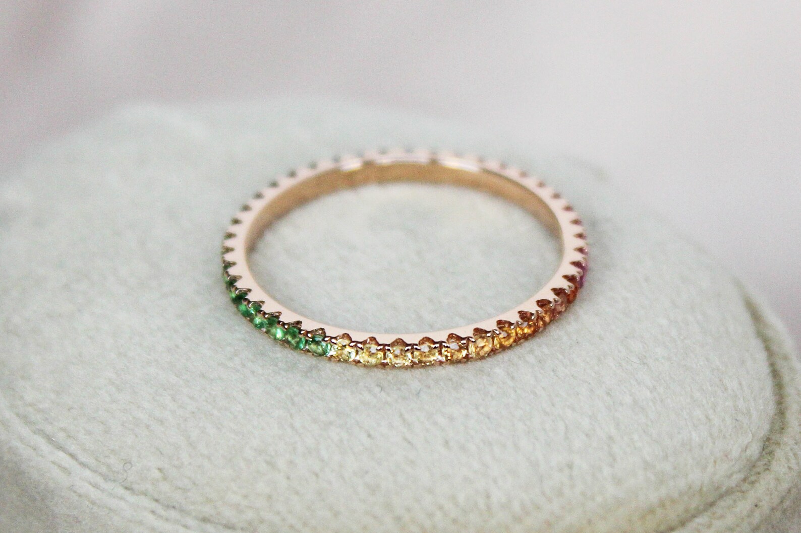 Rainbow Sapphire Pave Wedding Band,colorful Multistone 14k 18k Gold ...