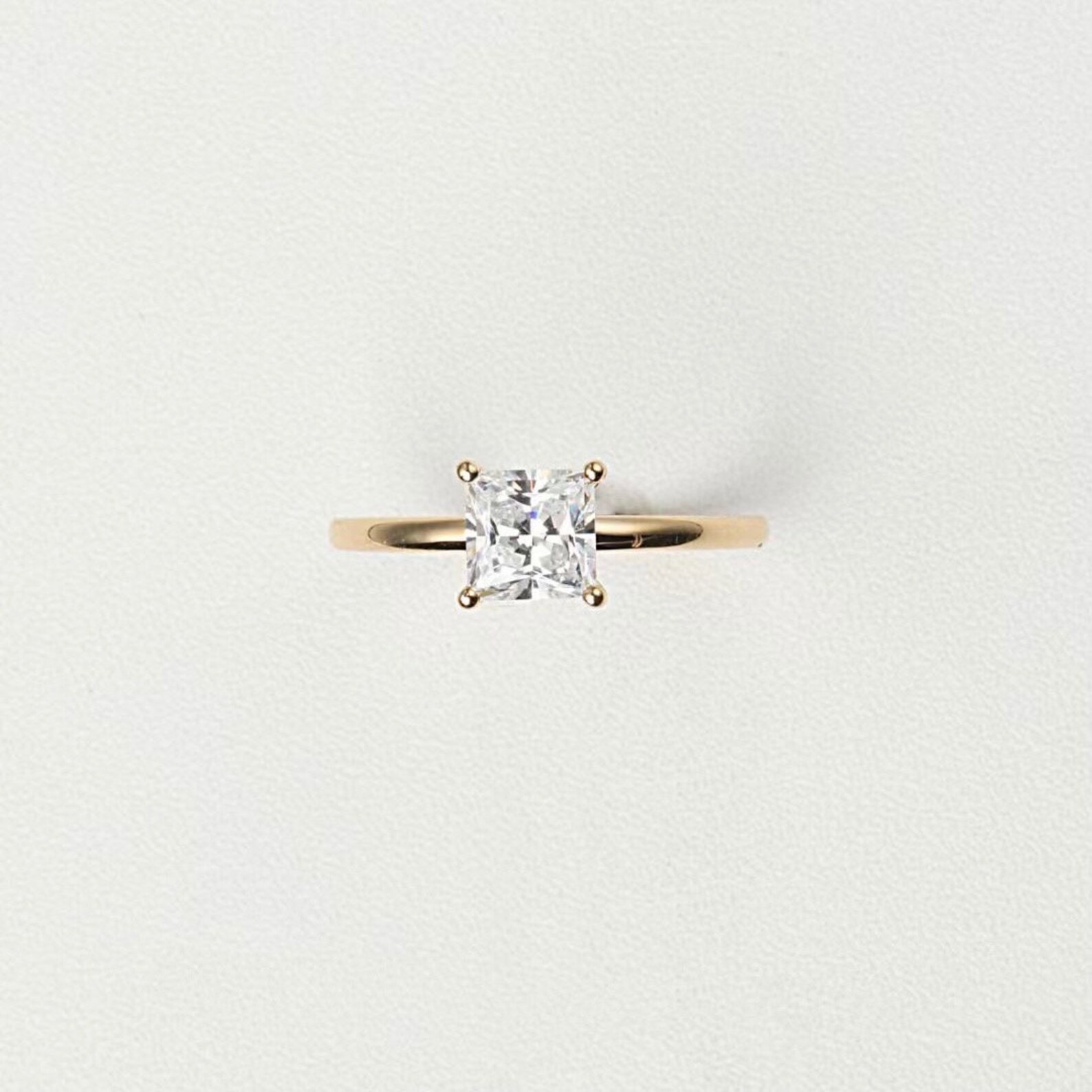 1 ct Princess cut solitaire moissanite engagement ring 14k 18k | Etsy