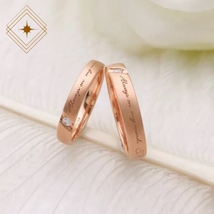 Personalized Letters Wedding Matching Band, 14k 18k Gold Diamond His ...