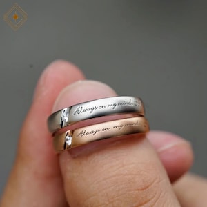 Personalized Letters Wedding Matching Band, 14k 18k Gold Diamond His ...