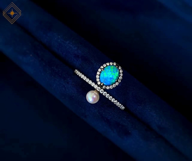 Victorian Multi Stones Australian Opal Diamond Ring Akoya - Etsy