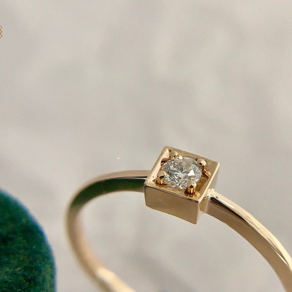 Diamond Embedded Ring - Etsy