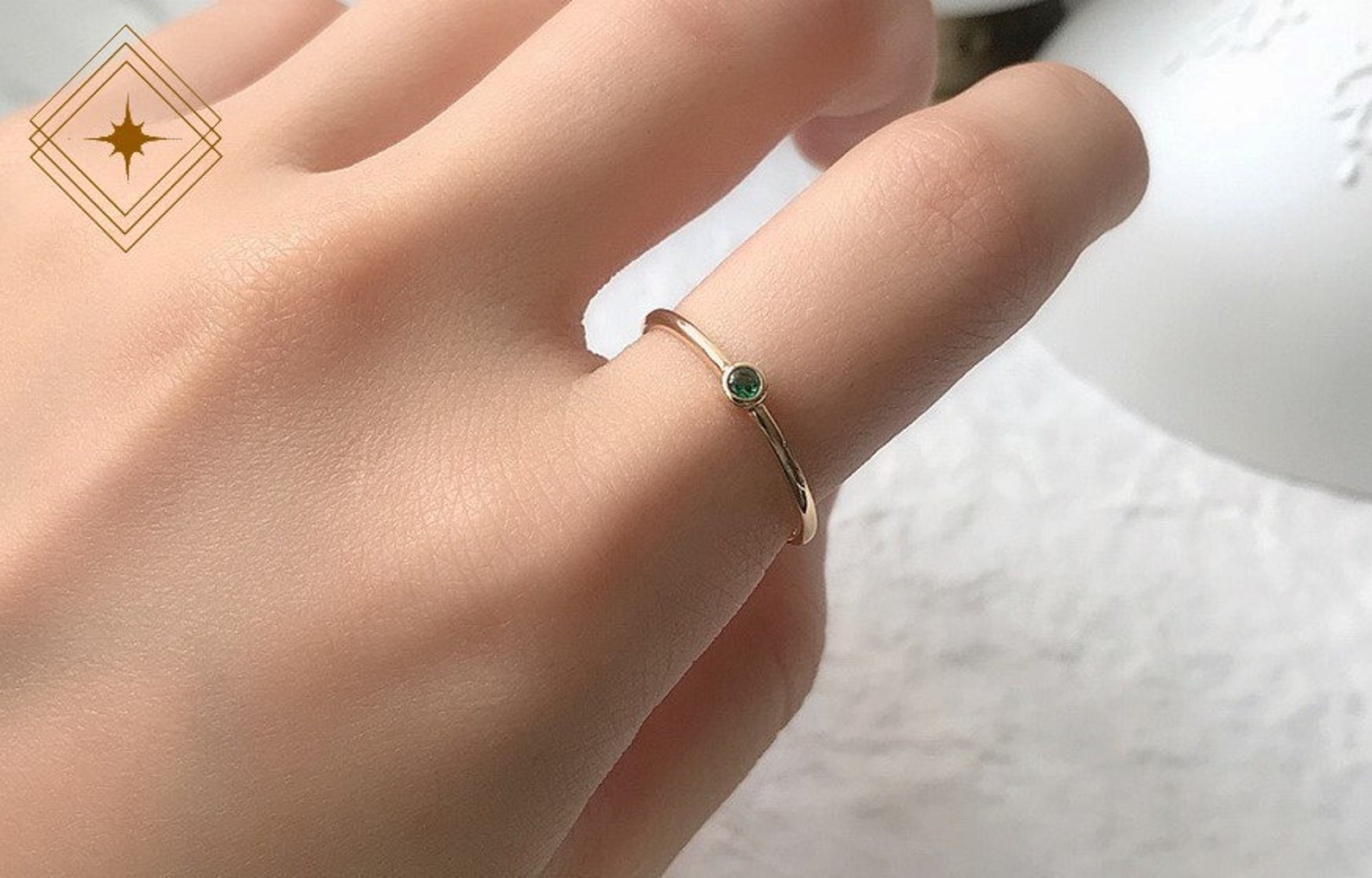 Solitaire Minimalist Small Diamond Gold Ring 14k 18k Gold - Etsy