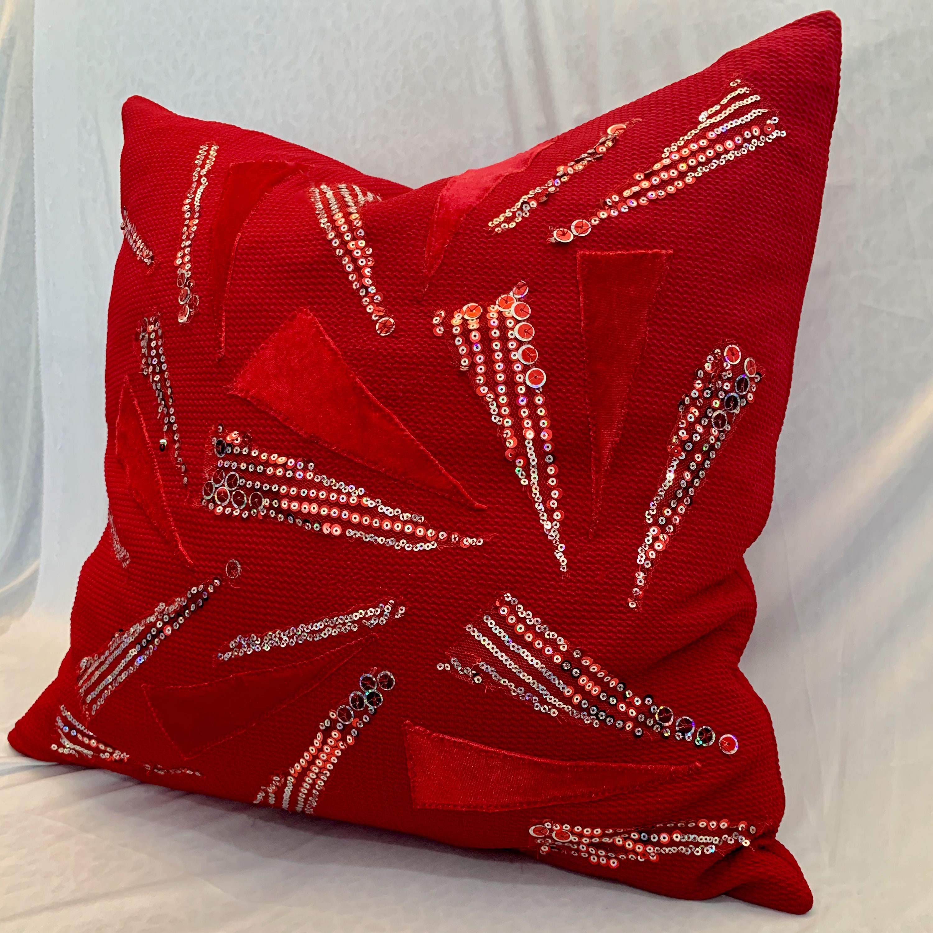 Red Rose Decorative Cushion Cover Unique & Trendy Home Decor 2 Sequin ...