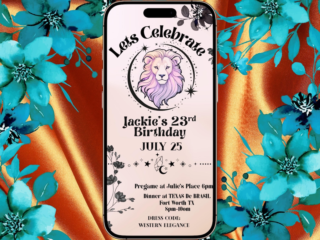 Leo Season Birthday Party Invitation Digital Download Editable Template ...