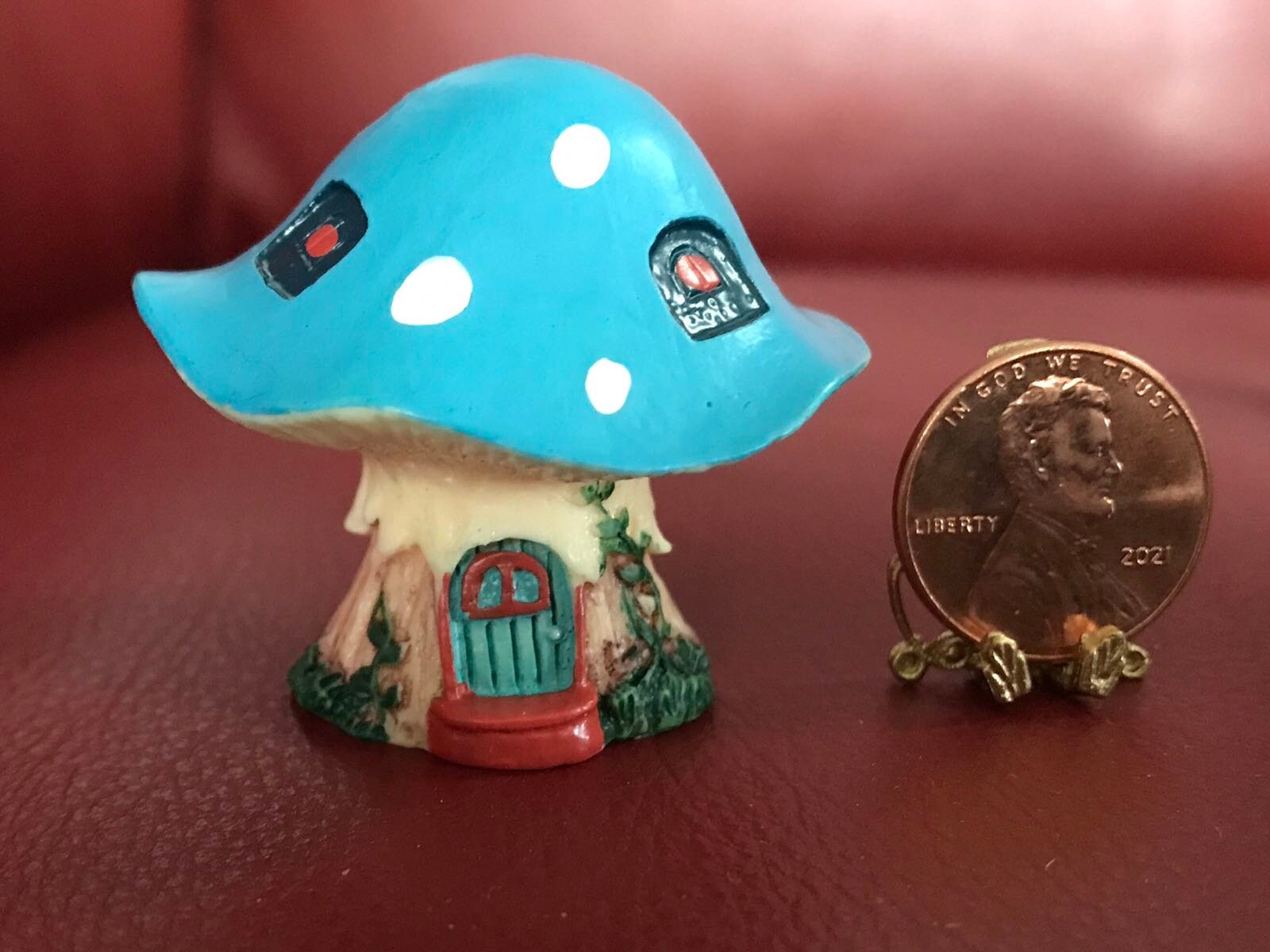 Miniature Mushroom House With Blue Roof - Etsy