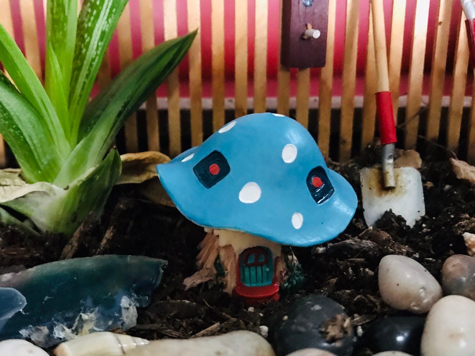 Miniature Mushroom House With Blue Roof - Etsy