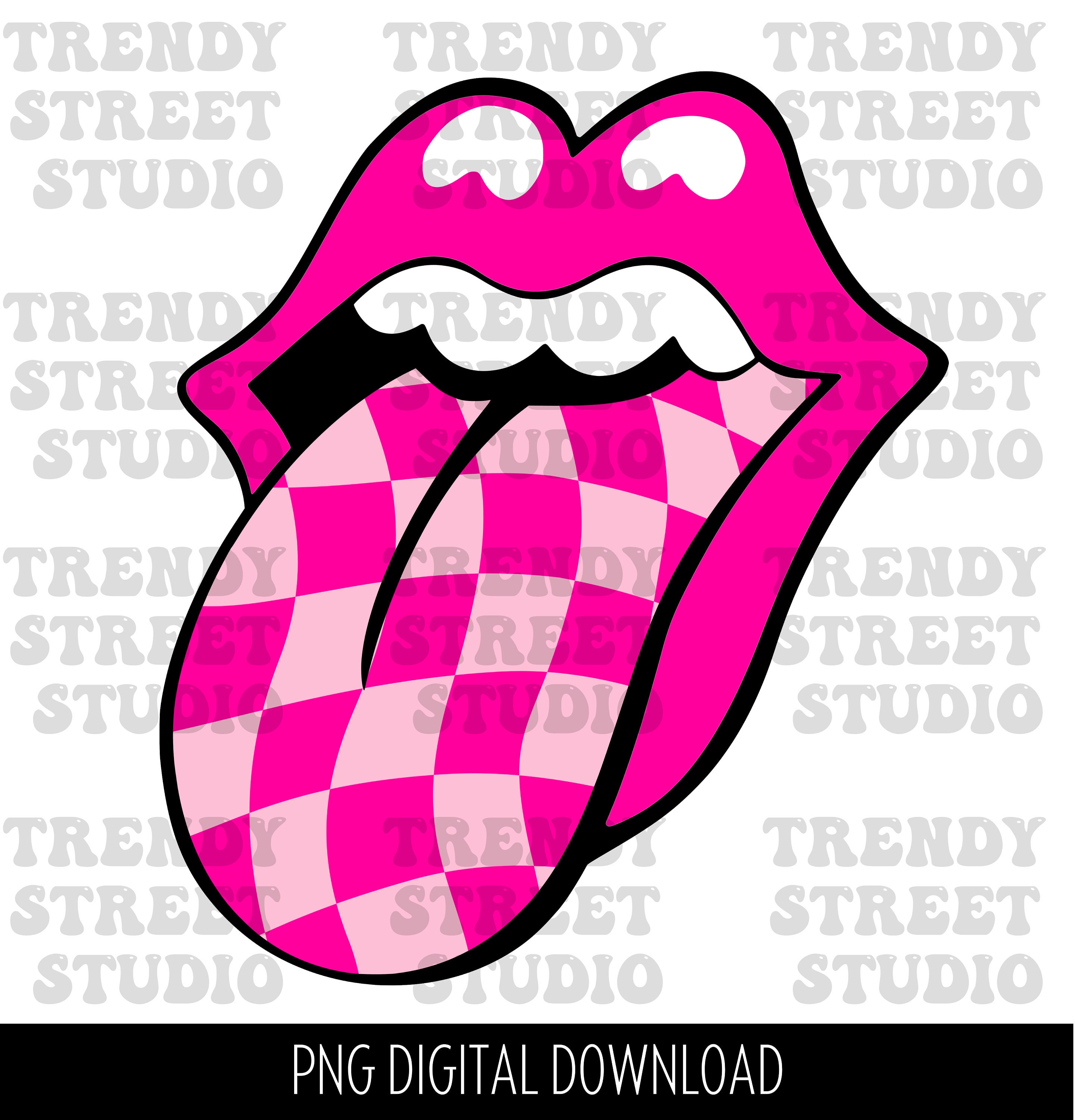Screen Print Transfer Sublimation Checkered Pink Tongue PNG Shirt ...