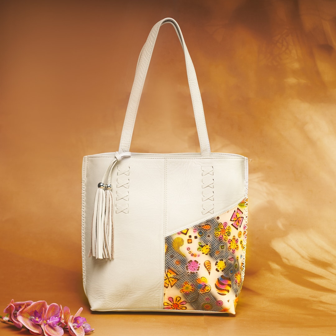 Handmade Tala Art Leather Tote Bag With Ample Space - Durable and ...