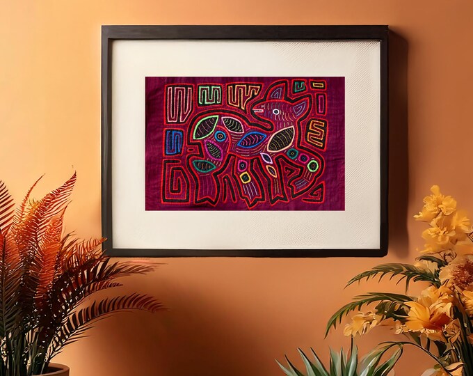 Unframed Handmade Kuna Mola Art - Authentic and Unique Home Decor Piece ...