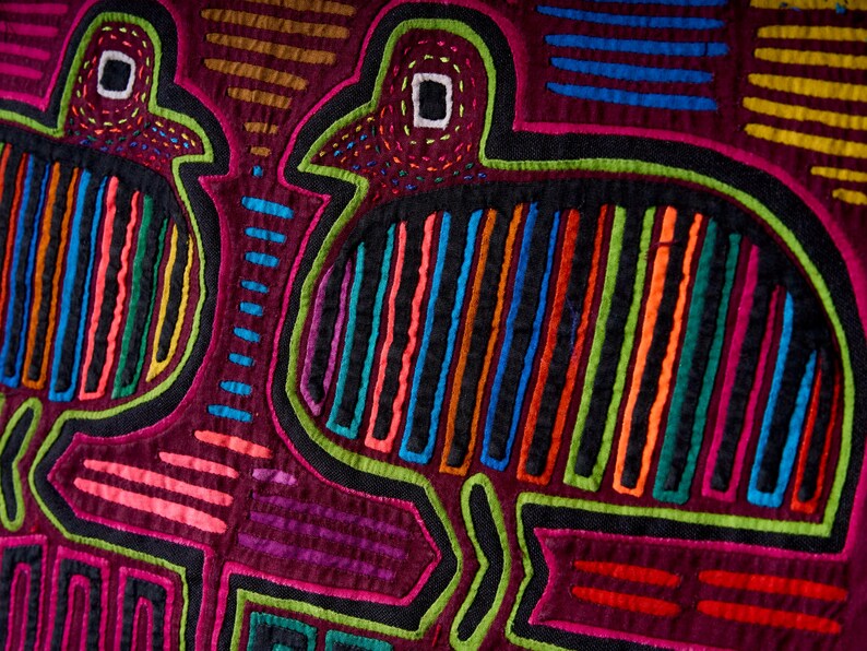 Unframed Handmade Kuna Mola Art - Authentic and Unique Home Decor Piece ...