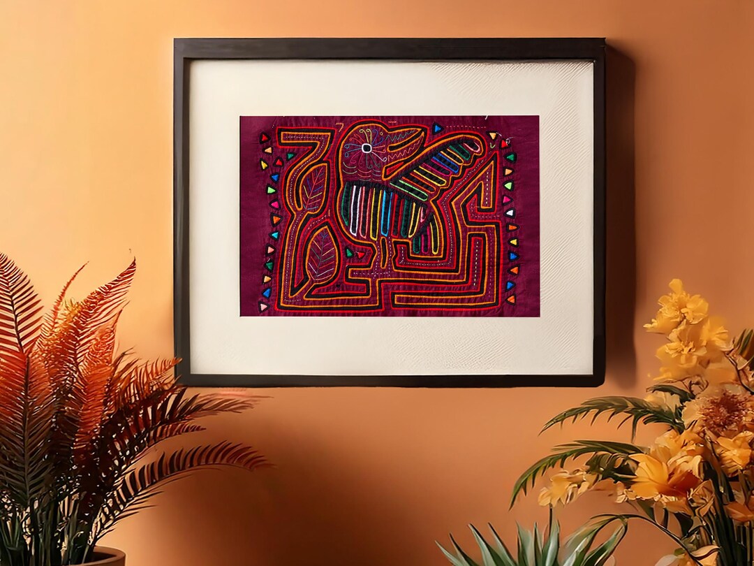 Unframed Handmade Kuna Mola Art - Authentic and Unique Home Decor Piece ...