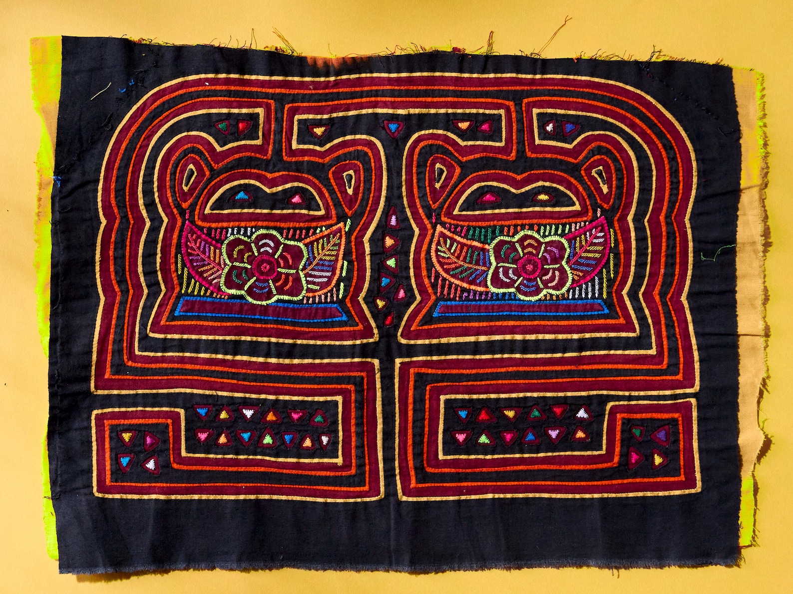 Unframed Handmade Kuna Mola Art - Authentic and Unique Home Decor Piece ...