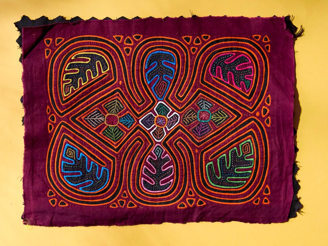 Unframed Handmade Kuna Mola Art - Authentic and Unique Home Decor Piece ...