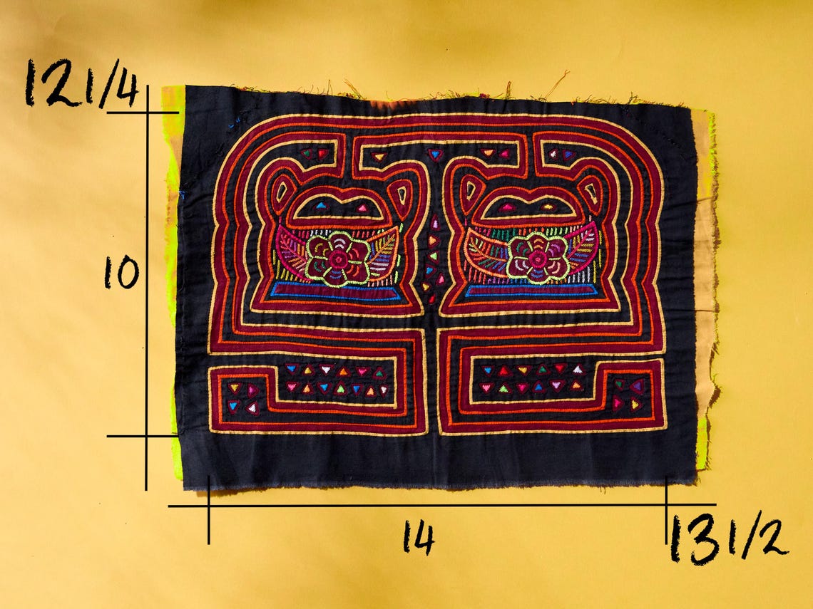 Unframed Handmade Kuna Mola Art - Authentic and Unique Home Decor Piece ...