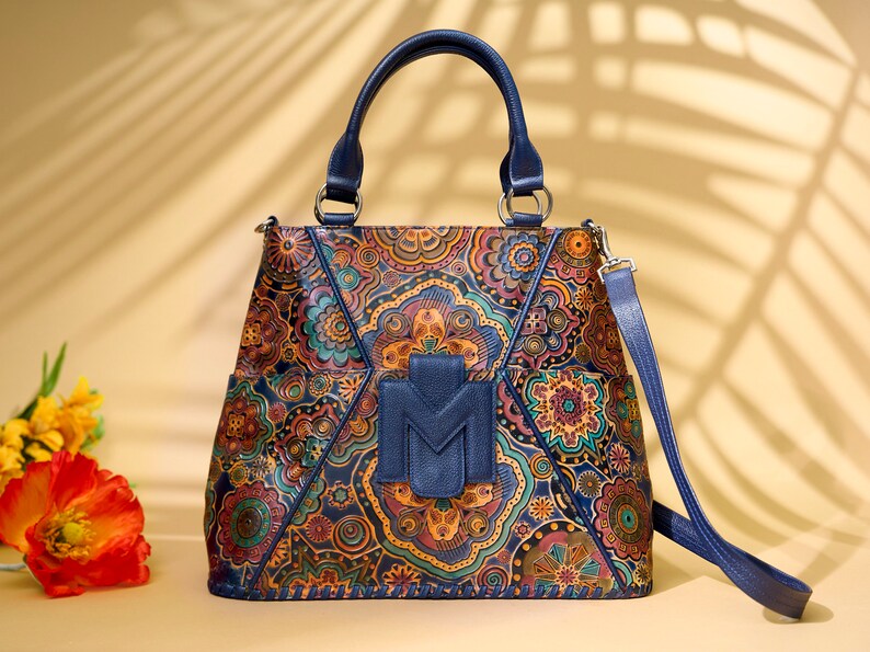 Genuine Leather Purse Meticulously Hand-painted With Vibrant Mandalas ...