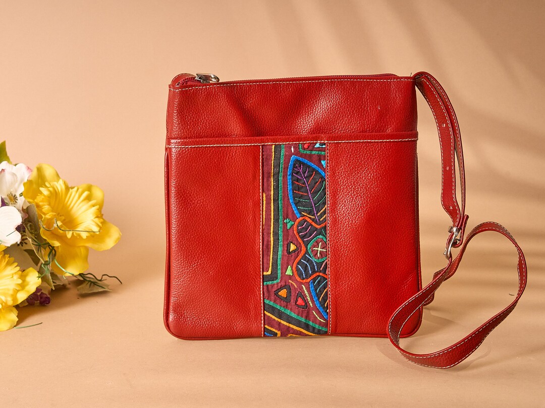 Quick Stash Purse, Handmade Mola , and Leather -ethnic Blend of Culture ...