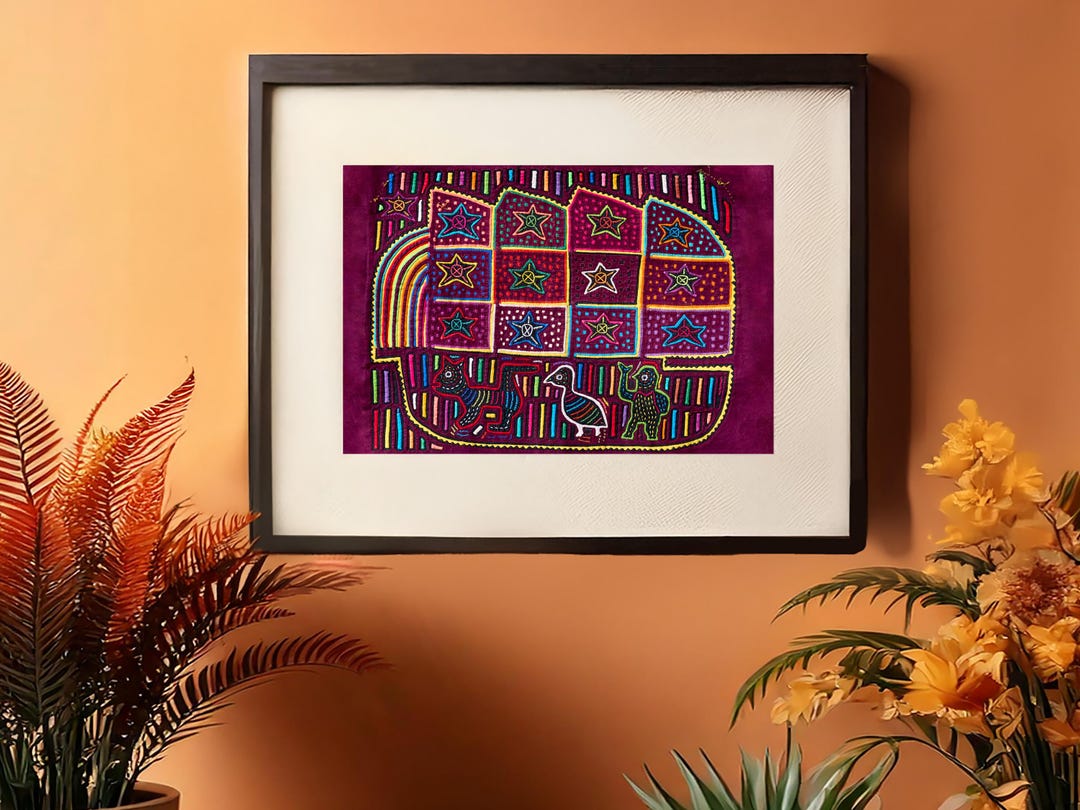 Unframed Handmade Kuna Mola Art - Authentic and Unique Home Decor Piece ...