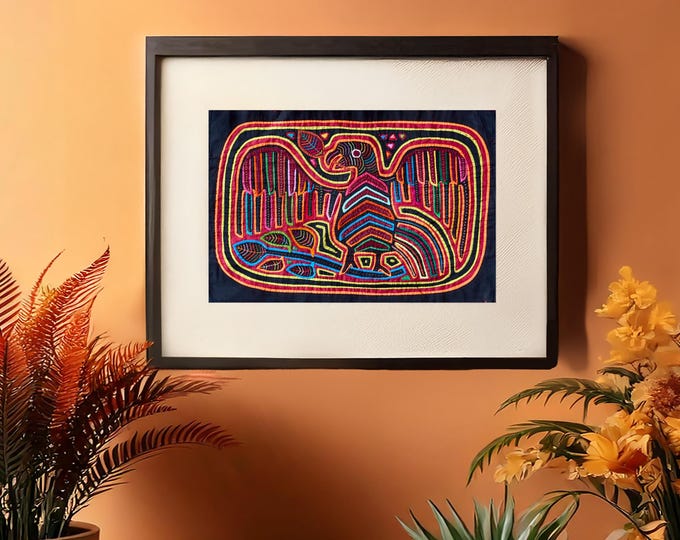 Unframed Handmade Kuna Mola Art - Authentic and Unique Home Decor Piece ...