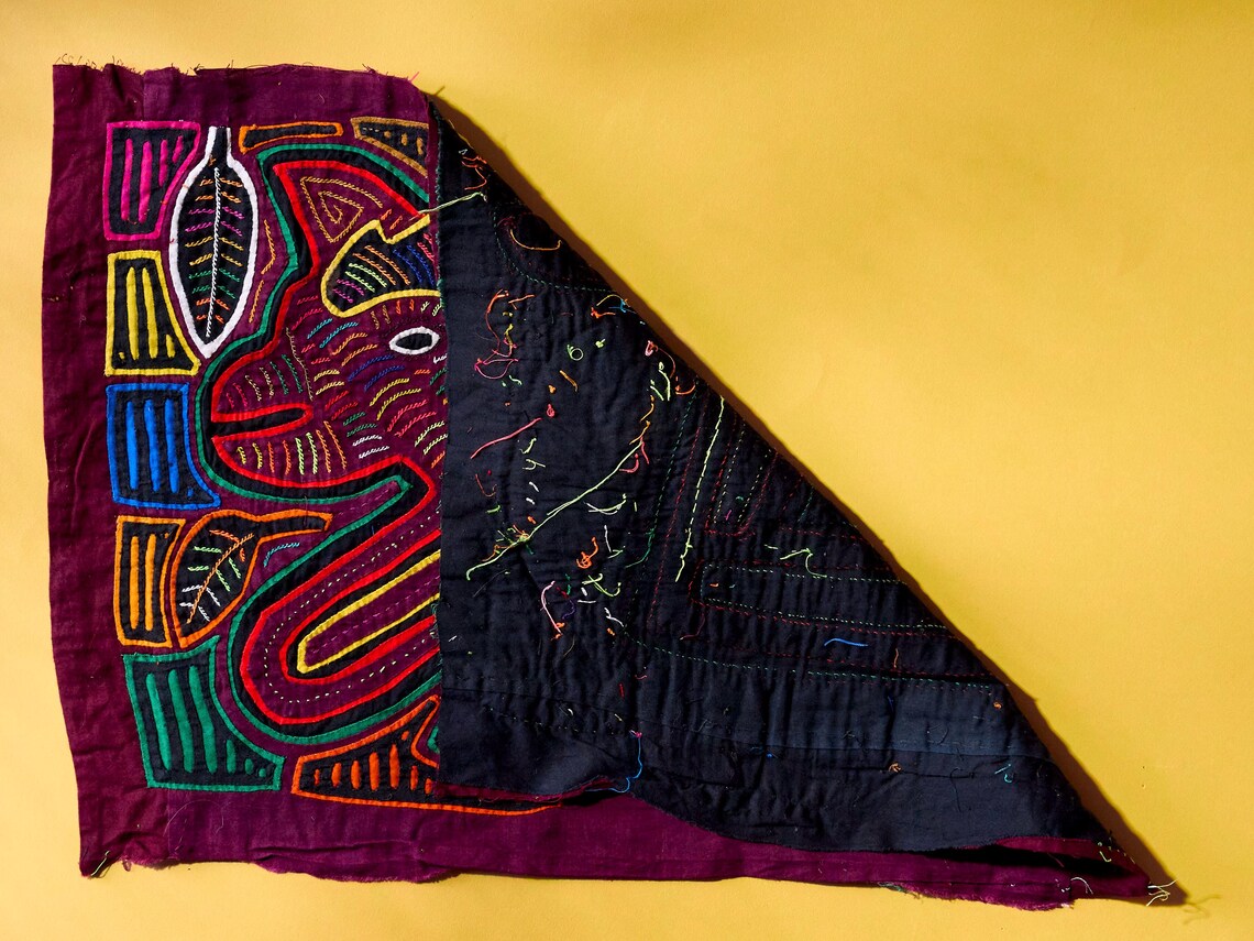 Unframed Handmade Kuna Mola Art - Authentic and Unique Home Decor Piece ...