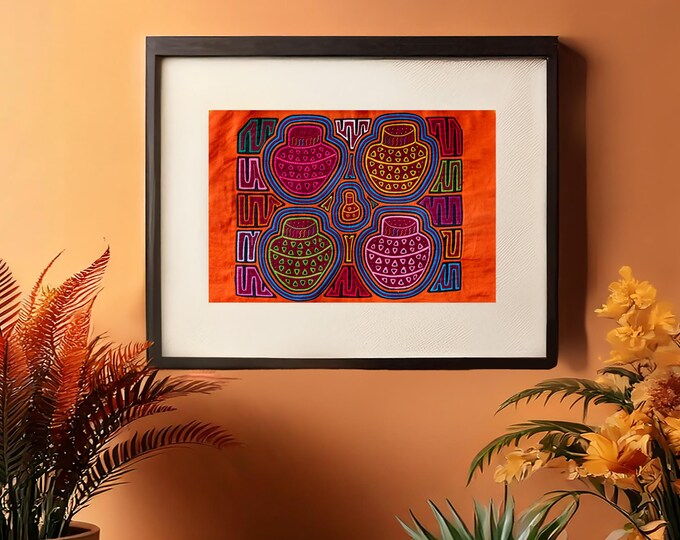 Unframed Handmade Kuna Mola Art - Authentic and Unique Home Decor Piece ...