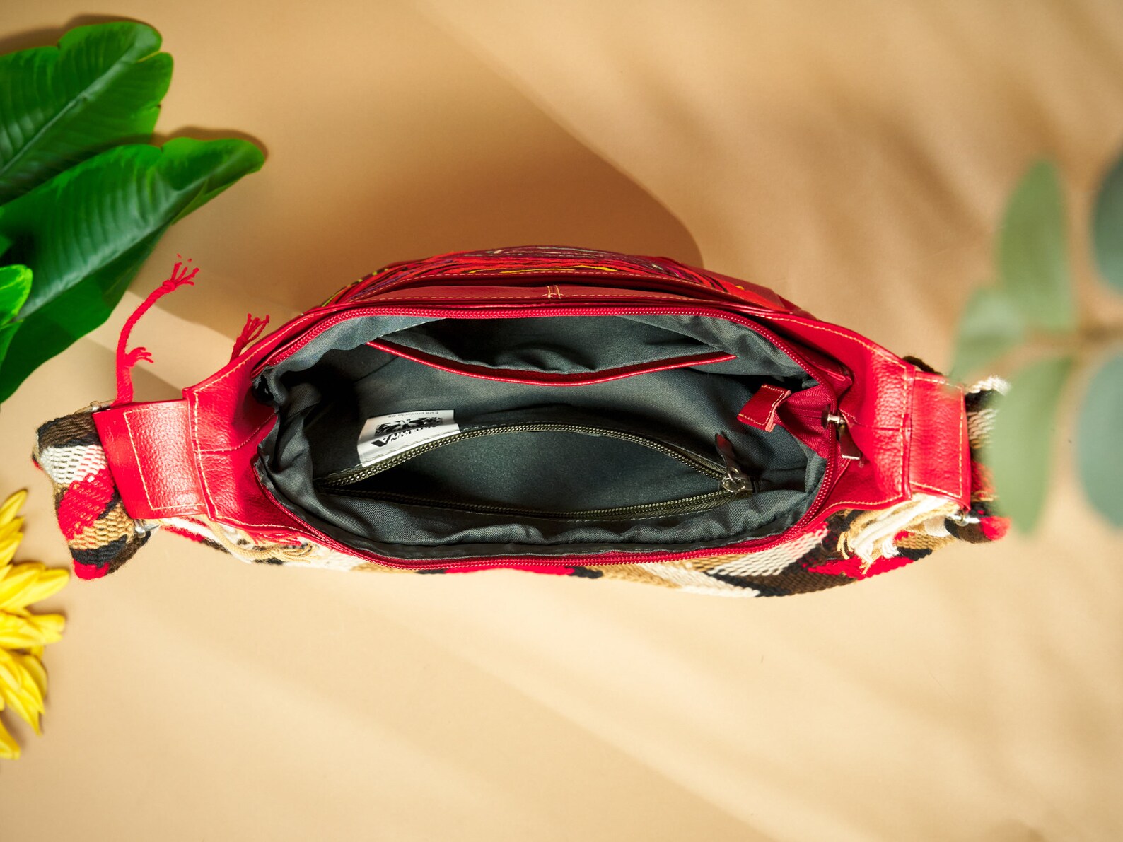 Ethnic Handmade Kuna Leather Mola Crossbody Purse, Adj. Wuyuu Strap ...